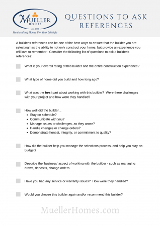 Questions To Ask Builder's References